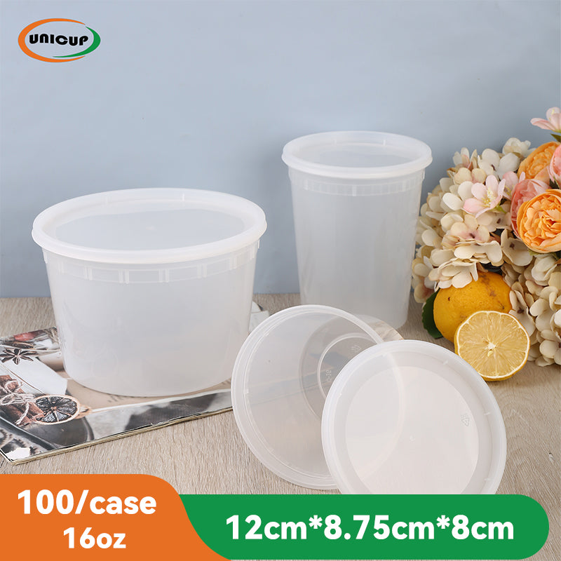 16oz 100Packs Plastic Deli Containers with Lids - Disposable Food Stor